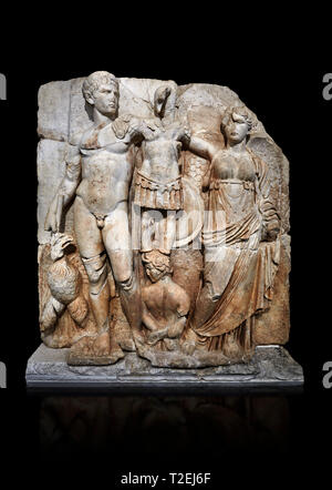 Roman Sebasteion relief sculpture of a Goddess inscribing a trophy ...