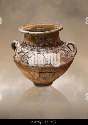 Phrygian two handled amphora vessel decorated with geometric designs ...