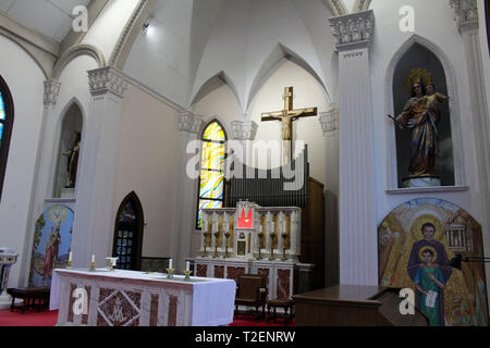 A Japanese Catholic church and its architecture inside. Taken in Beppu ...