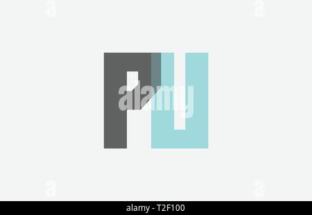 alphabet letter logo combination pu p u in orange and blue suitable for ...