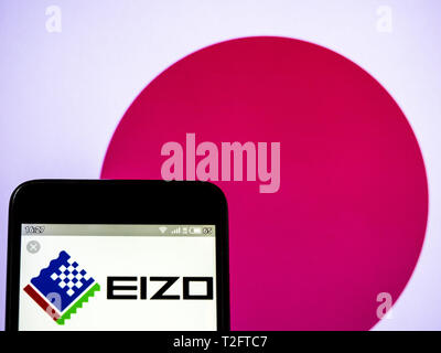 In this photo illustration a Eizo Corporation logo seen displayed on a ...
