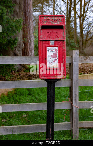 Traditional British GPO cast iron red telephone box, disused and ...