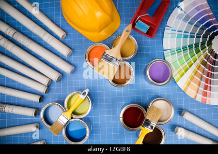 Background from multi color cans of paint Stock Photo - Alamy