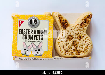 Packet of Lakeland Bake Easter bunny Crumpets isolated on white ...