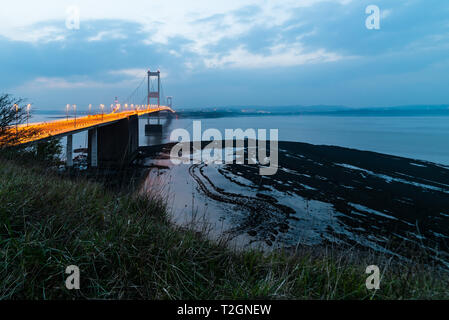 An aerial view of the Severn Bridge, First Severn Bridge, Linking Wales ...