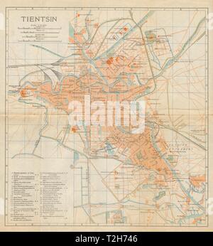 'Tientsin'. Tianjin antique town city plan. China 1915 old map chart ...
