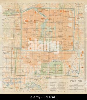 'Peking'. Beijing antique town city plan. China 1915 old map chart ...