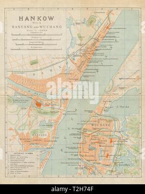'Hankow with Hanyang & Wuchang'. Hankou. Wuhan antique town city plan ...