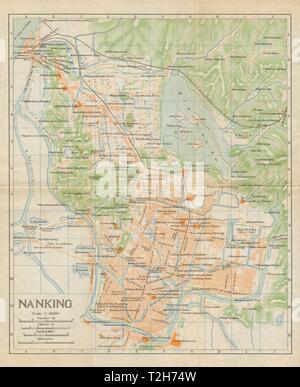 'Nanking'. Nanjing antique town city plan. China 1915 old map chart ...
