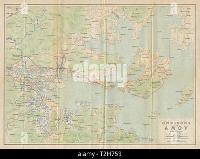 'Amoy'. Xiamen antique town city plan. China 1924 old map chart Stock ...