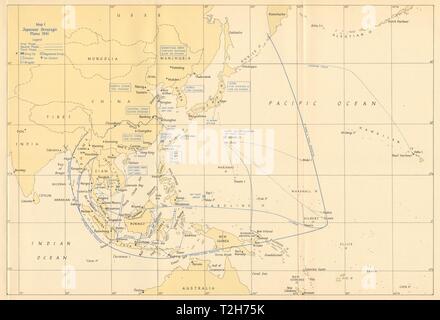 Strategic map of the Pacific 1941 1957 old vintage plan chart Stock ...