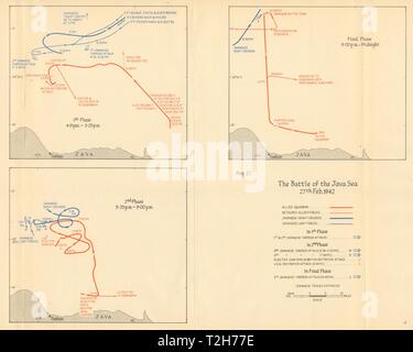 INDONESIA: The Battle of the Java Sea 27th Feb 1942, 1956 vintage map ...