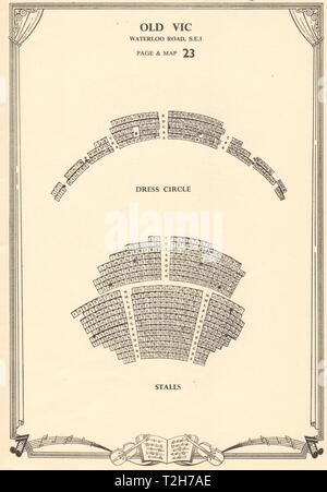 Old Vic Theatre, Waterloo Road, London. Vintage seating plan 1960 print Stock Photo - Alamy