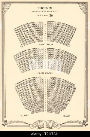 Phoenix Theatre, Charing Cross Road, London. Vintage seating plan 1960 ...