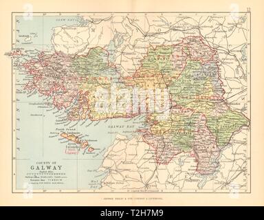 COUNTY GALWAY antique map. Connaught. Ireland. JOYCE 1905 old Stock ...