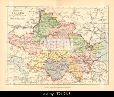 COUNTY TYRONE antique map. Ulster. Northern Ireland. JOYCE 1905 old ...