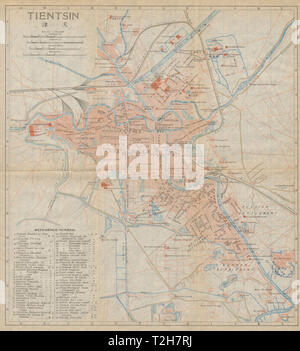 'Tientsin'. Tianjin antique town city plan. China 1924 old map chart ...
