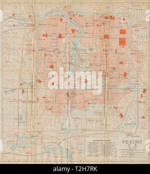 'Peking'. Beijing antique town city plan. China 1924 old map chart ...