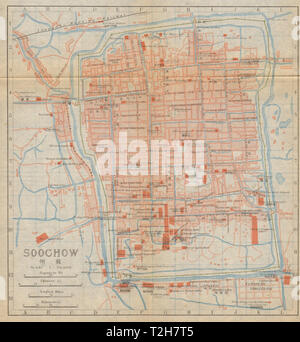 'Soochow'. Suzhou antique town city plan. China 1924 old map chart ...