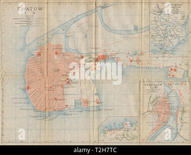 'Swatow'. Shantou antique town city plan. China 1924 old map chart ...