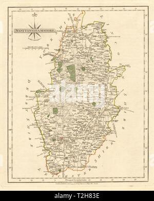 Antique county map of NOTTINGHAMSHIRE by JOHN CARY. Original outline ...