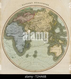 Eastern Hemisphere, political map of the world with countries in four ...