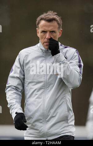England Women manager Phil Neville during the press conference at St ...
