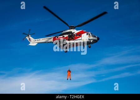 Helicopter for rescue operation, Norvegian rescue service Sysselmannen ...