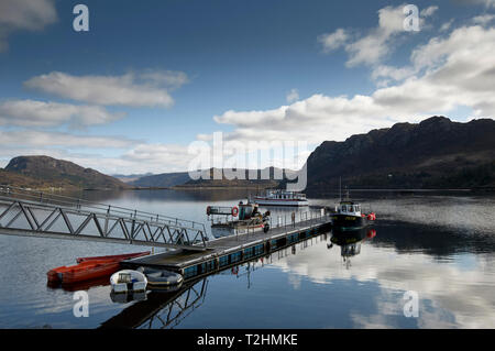 Looking across Loch Carron to Plockton village from the railway bridge ...