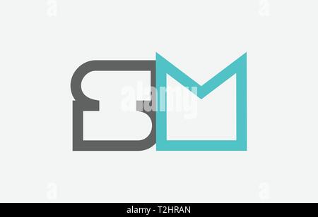 grey blue alphabet letter sm s m logo 3d design suitable for a company ...