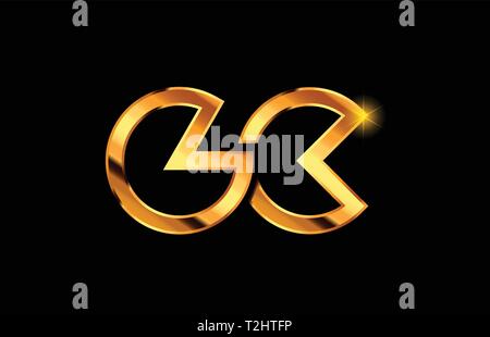 combination letter gc g c gold golden alphabet logo icon design with ...
