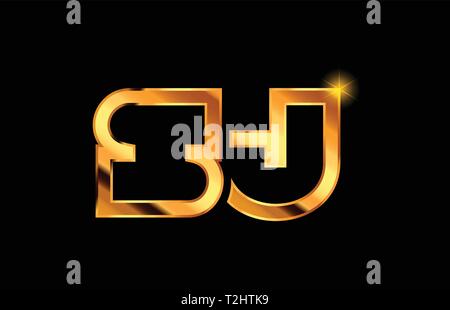 gold golden SJ combination alphabet bold letter logo with dots. Joined ...