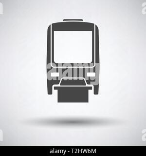 Monorail icon front view on gray background, round shadow. Vector ...