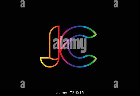 orange blue alphabet letter jc j c logo combination design with dots ...