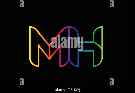 mh m h blue green alphabet combination letter logo design suitable for ...