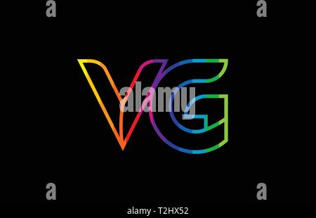 Colorful pink and blue VG v g letter design logo logotype concept with ...