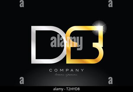 silver letter ds d s metal combination alphabet logo icon design with ...