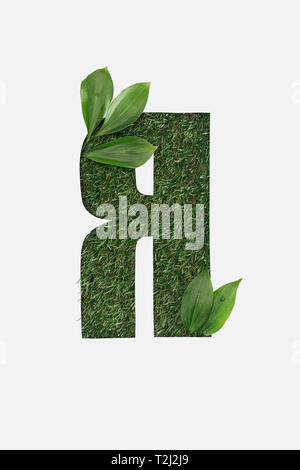 cut out cyrillic letter with green grass on background isolated on ...