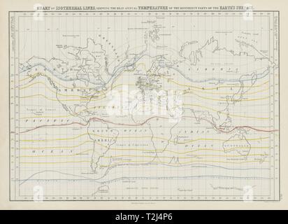 World chart of isothermal lines. Mean annual temperature. GEORGE AIKMAN ...