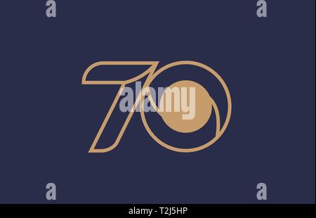 brown blue line number 70 logo icon for a company business or corporate ...