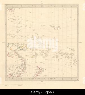 AUSTRALASIA POLYNESIA PACIFIC OCEAN. On Gnomonic Projection. SDUK 1856 ...