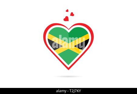 Jamaica heart flag badge. Jamaica logo with grunge texture. Flag of the ...