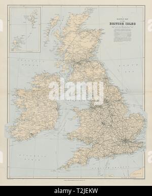 BRITISH ISLES: Railway map. England Ireland Scotland & Wales ...