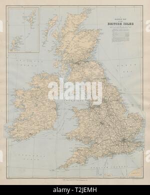 BRITISH ISLES: Railway map. England Ireland Scotland & Wales ...