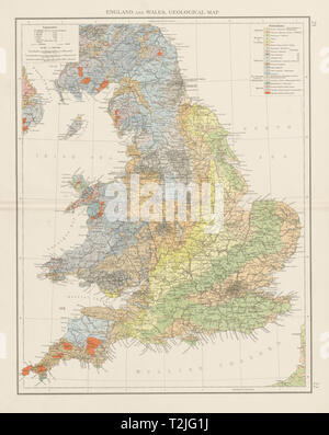 Antique map of England and Wales, 1900 Stock Photo - Alamy