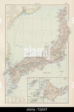Japan showing railways & treaty ports. THE TIMES 1895 old antique map ...