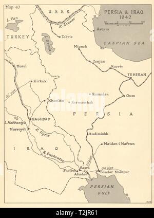 MIDDLE EAST Persia (Iran) & Iraq south. Kuwait. Iraq/Saudi neutral zone ...