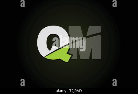 QM black and white combination alphabet bold letter logo with dots ...