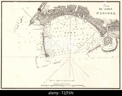 Ancone. Plan of the Port of Ancona. Italy. ROUX 1804 old antique map ...