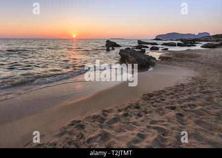 Falasarna beach in sunset. Falassarna is one of the best beaches in ...